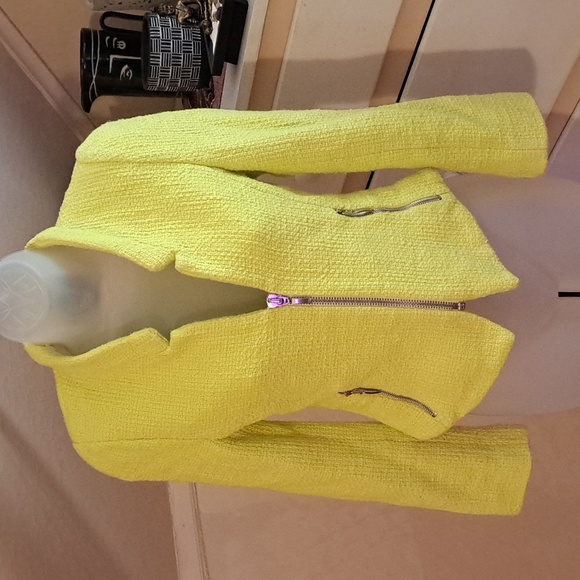 Zara | Jackets & Coats | Zara Trafaluc Tweed Neon Yellow Blazer | Poshmark